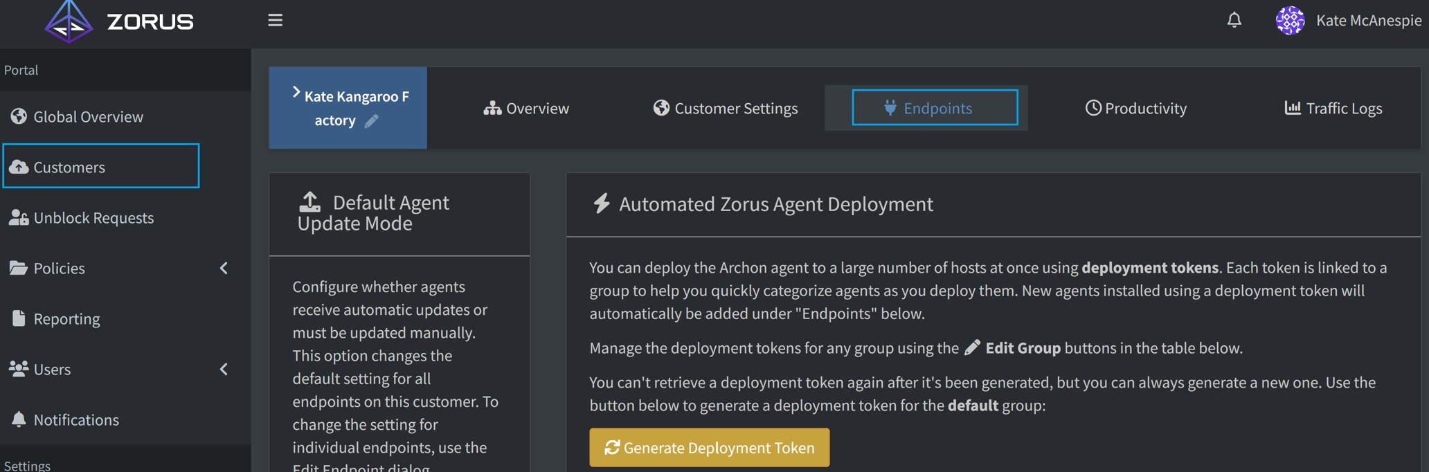 Show/Hide Zorus Agent in System Tray
