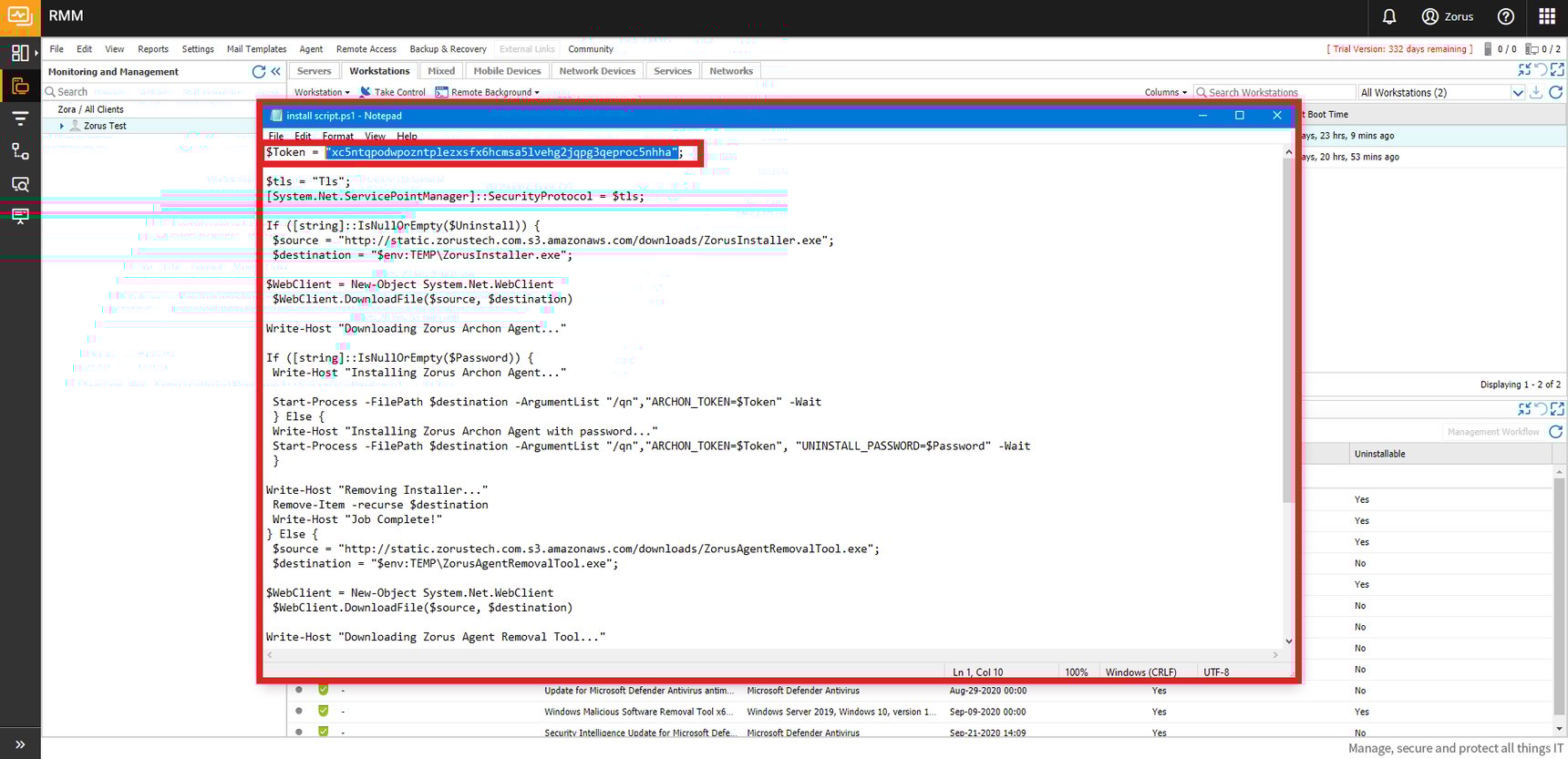 N-Able RMM Zorus Agent Deployment